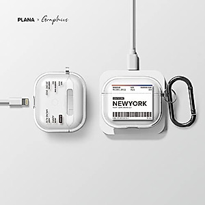 PLANA Airpods 3 Case Clear TPU Airplane Ticket Series for Airpods 3rd Generation, with Carabiner, Durable Full Body Protection (Seoul)