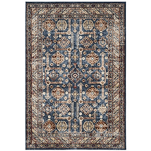 SAFAVIEH Bijar Collection 5'3" x 7'6" Royal / Ivory BIJ653B Traditional Oriental Distressed Non-Shedding Living Room Bedroom Dining Home Office Area Rug