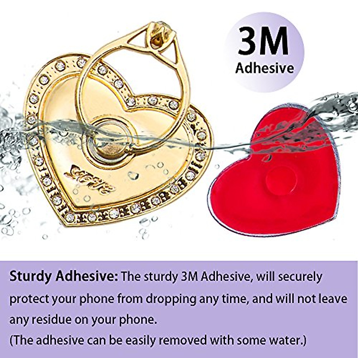 IHUIXINHE Phone Ring Holder, Universal Phone Stand, 4PCS 360° Rotation 3D Aluminium Alloy Ring Grip for iPad, iPhone X iPhone 8, 8Plus, 7, 7Plus, Samsung S9 Note8, Huawei All Cell Phone (Heart)