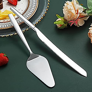 Berglander Wedding Cake Knife and Server Set, Stainless Steel Cake Cutting Set For Wedding Include Cake Cutter And Cake Server Perfect For Wedding, Birthday, Parties and Events