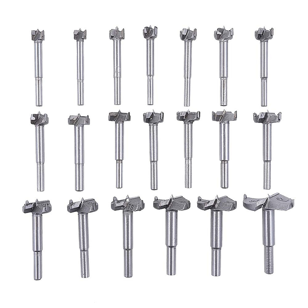 Rocaris 20Pcs Forstner Drill Bits, Tungsten Steel Woodworking Hole Saw Set, Wood Cutter Auger Opener Round Shank Drilling Cutting Tool (14mm-50mm)