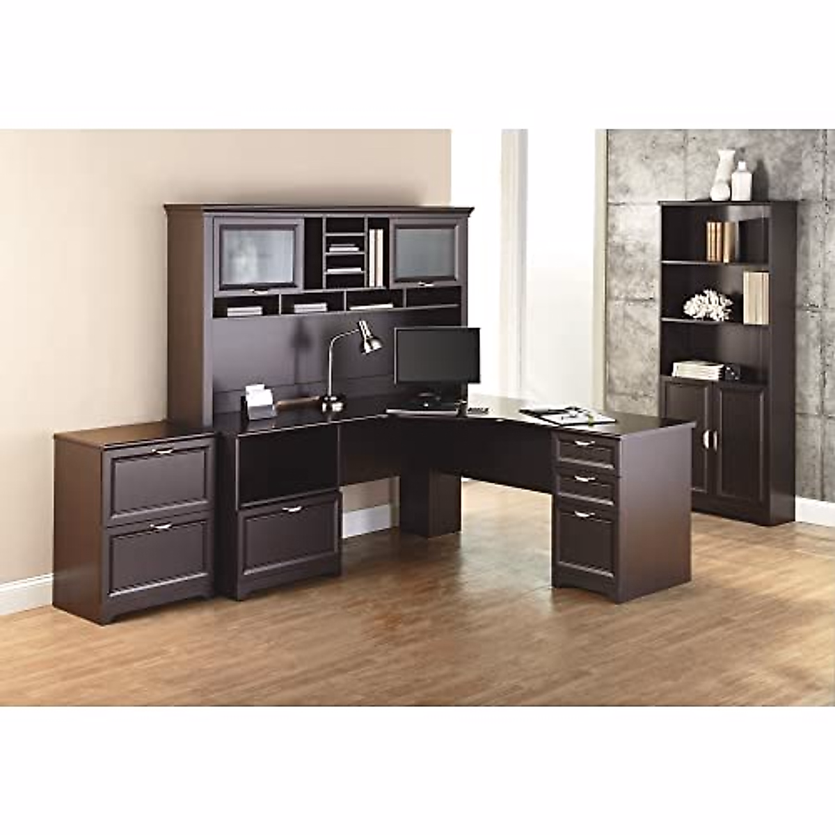 Realspace Magellan Performance 71"W L-Shape Desk, Espresso