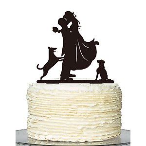 Wedding Cake Topper,Dog Funny Mr & Mrs, Bride and Groom Wedding Party Decoration —Dogs