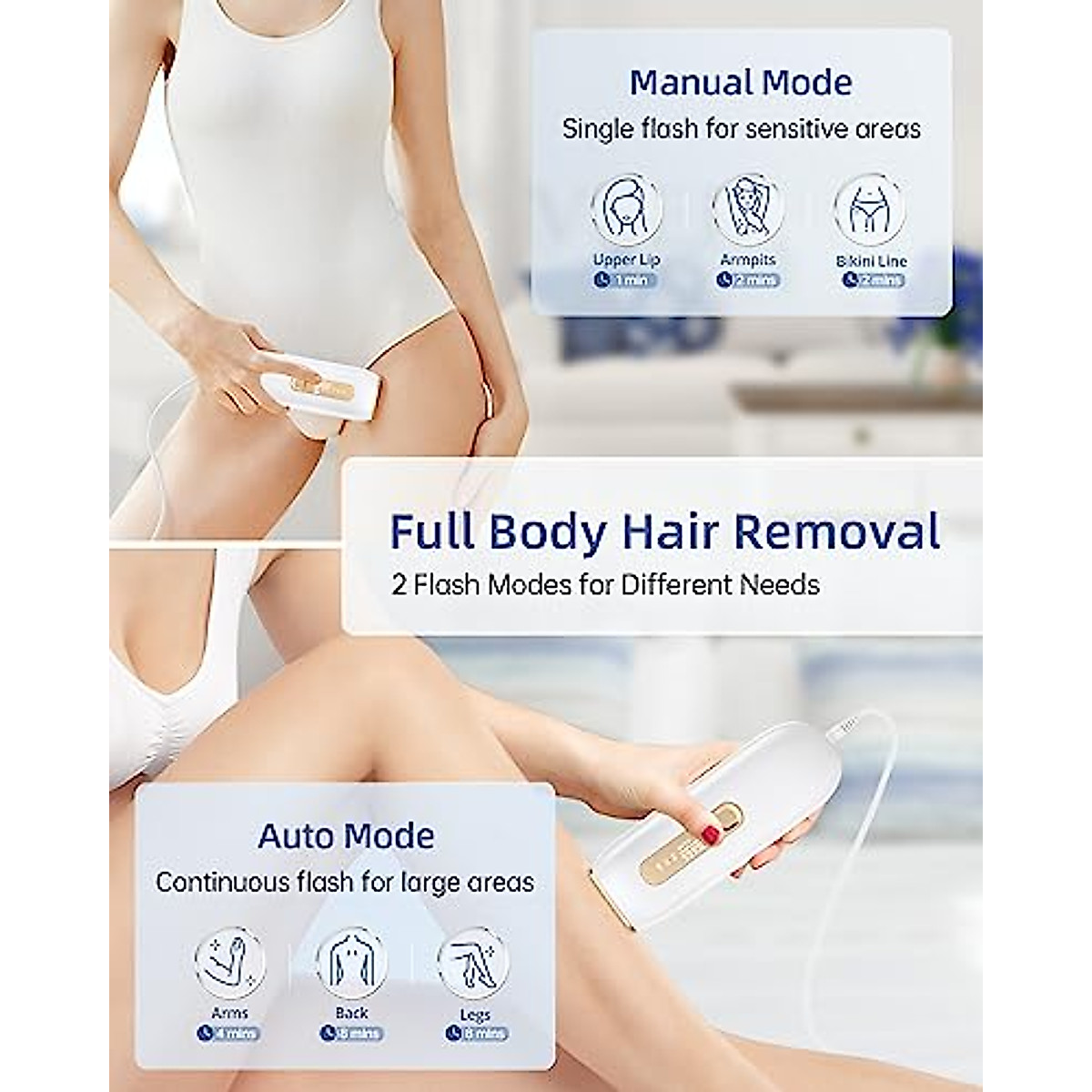 LAORICI Laser Hair Removal for Women and Men with 3-in-1 Feature, IPL Hair Removal 9 Levels 999,900 Flashes At-Home Permanent Hair Removal, Pain-free Hair Removal for Bikini Line Armpit Face Use