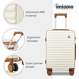 imiono Luggage Sets 3 Piece,Expandable Hardside Suitcase Set with Spinner Wheels,Lightweight Travel Luggage set with TSA Lock（20/24/28,White）