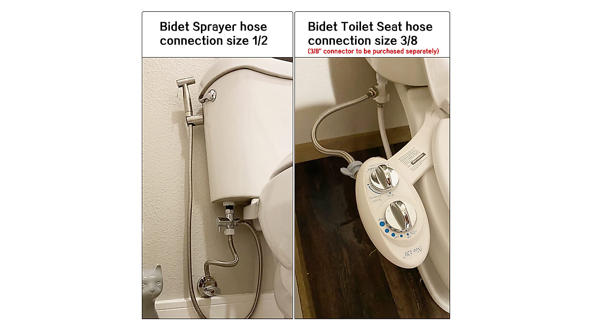 Bidet T Adapter with Shut-Off Valve - Brass T Connector for Toilet