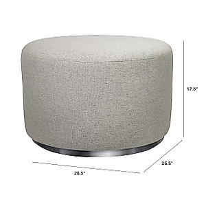 Babyletto Tuba Gliding Ottoman in Performance Grey Eco-Weave with Silver Base, Water Repellent & Stain Resistant, Greenguard Gold and CertiPUR-US Certified