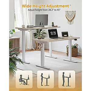 CubiCubi Height Adjustable Electric Standing Desk, 48 x 24 Inches Stand Up Table, Sit Stand Home Office Desk with Splice Board, Maple