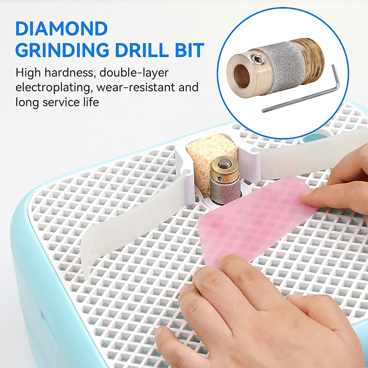 Agatige Diamond Grinding Bit, 5/8" Glass Grinder for Stained Glass, Bits Standard Fine Diamond Grinder Bits Stained Glass Diamond Grinder Bit Head Tools Diamond Grinding Wheel for Glass Grinder,MCBL58