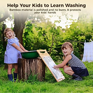 BATTIPAW 23.6in * 7in Bamboo Hand Washboard for Laundry Washing Clothes, Anti-Slip Cleaning Board for Hand Washing Scrub Board, Old Fashioned Wash Board, Countryside Vintage Traditional Style