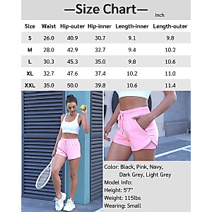 Mancreda Women's Running Shorts with Liner 3 Zipper Pockets Elastic Workout Athletic Gym Yoga Shorts(BK,M) Black