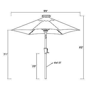 FLAME&SHADE 10 ft Solar Powered Outdoor Market Patio Table Umbrella with LED Lights and Tilt, Beige