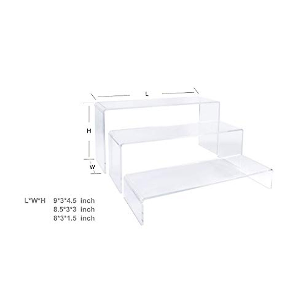 2 Sets Clear Acrylic Display Risers-Cupcake Stand for Dessert Buffet Cake Table Decorations–Showcase Shelf for Figures, Jewelry Display Riser Stands Shelves Fixtures Case(Rectangle Shape)