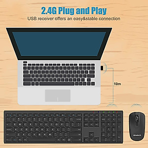 Rechargeable Wireless Keyboard, cimetech Compact Full Size Wireless Keyboard (Black)