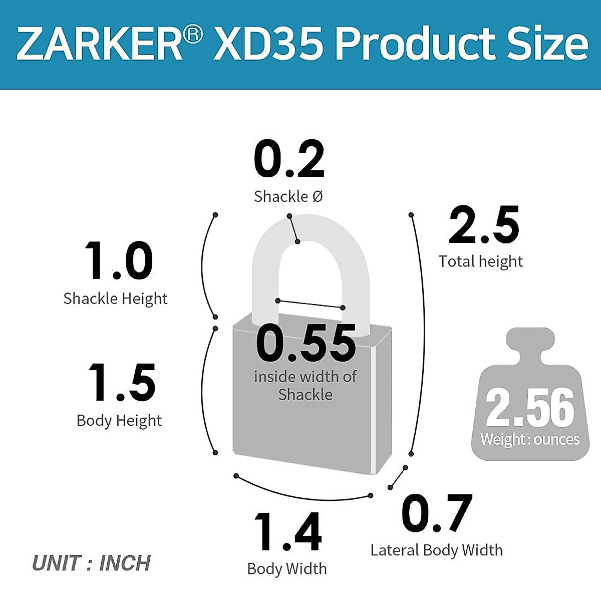 Zarker XD35 Combination Lock, 3-Digit Padlock for School Gym Sports LockerLock, Fence, Toolbox, Case, Hasp Storage (1-Pack, Emerald)