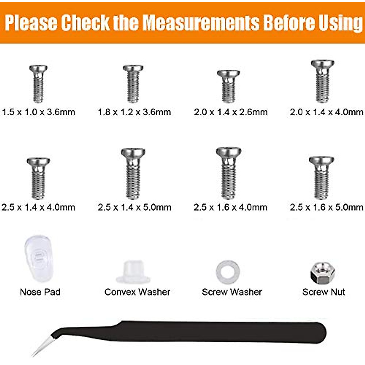 Eyeglasses Repair Kit, 1100PCS Eyeglass Screws and 6 Pcs Precision Screwdriver Set and Tweezers for Glasses, Sunglass, Jewelry, Spectacles and Watche