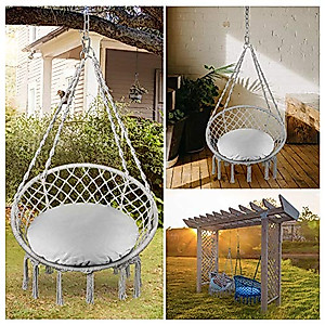 Greenstell Swing Hanging Chair, Hold Up to 350LBS/158KG Hammock Chair with Hanging Kits and Removable & Washable Cushion, Cotton Rope Macrame Swing Chair for Outdoor, Indoor, Grey