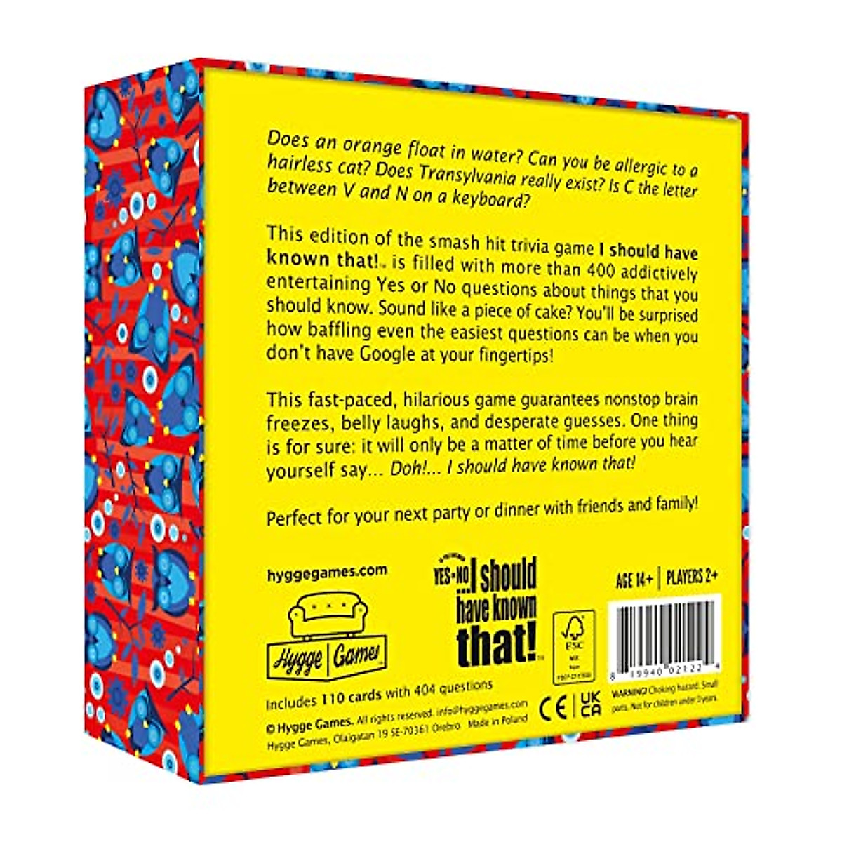 I Should Have Known That Trivia Game Yes or No Edition by Hygge Games, Red, Box Size 5.7 x 5.7 x 1.8 inches (21224)