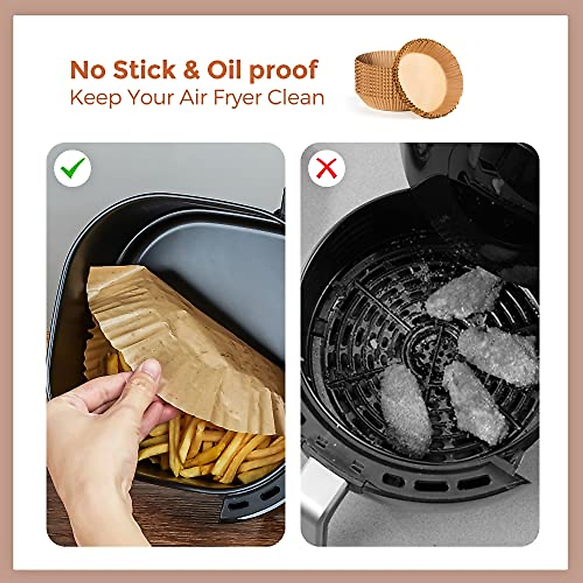 Air Fryer Disposable Paper Liner- 500PCS Parchment Paper Sheets, Round Air Fryer Parchment Paper, Non-Stick Food Grade Parchment Paper for Air Fryer,Baking, Cooking 7.9 Inch