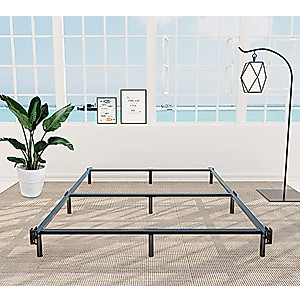 HOMUS 7-inch Platform Bed Frame Queen, Modern Metal Low Profile Bed Based with Heavy Duty Legs Support, Easy Assemble, Black