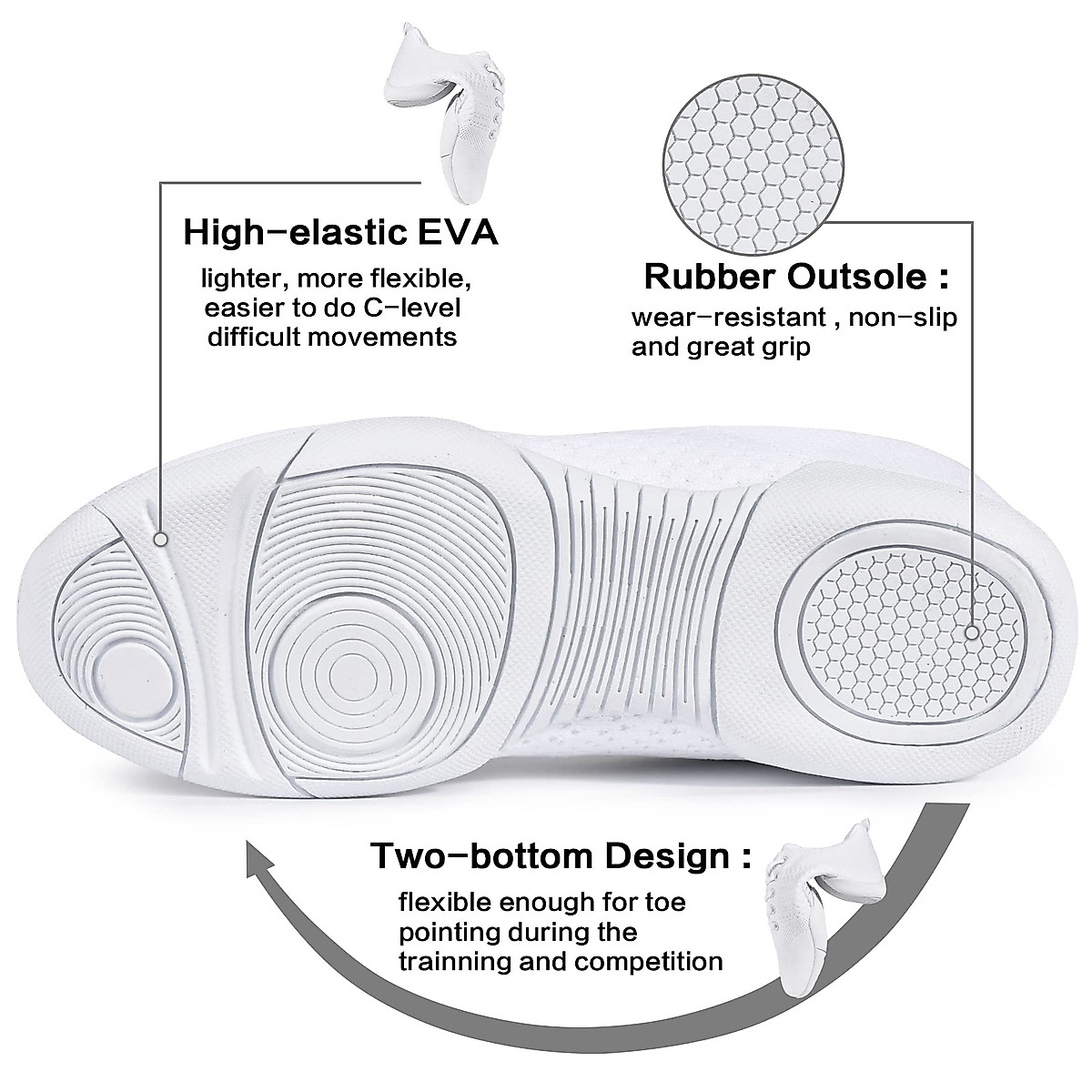 CADIDL Cheer Shoes Women White Cheerleading Shoes for Girls & Youth 7 (M) US