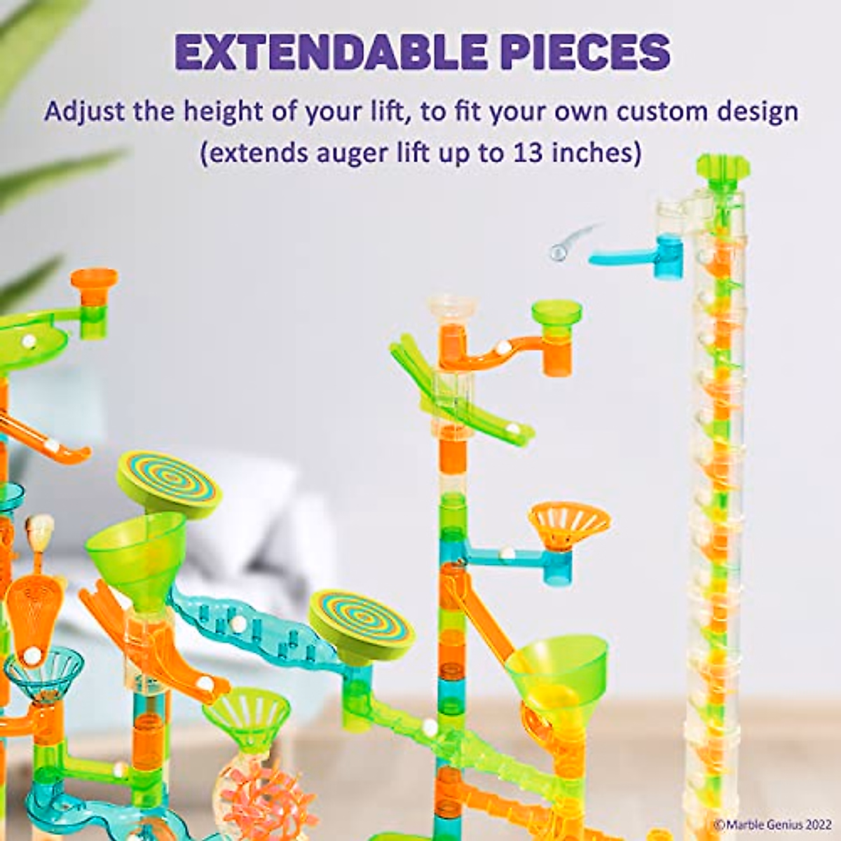 Marble Genius Auger Lift Extension: Marble Run Auger Accessory Set Adds 13 Inches to Marble Genius Auger Lifts for Additional Marble Run Fun, Auger Motor & Batteries Not Included, for Ages 5 and Above