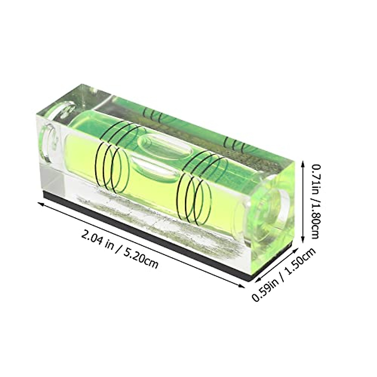 VILLCASE Magnetic Tool High Precision Mini Level Bubble Small Horizontal Bubble Three Line Horizontal Pearl Level Magnetometer (52 * 18 * 15mm Green magnetism 1PCS) Magnetic Tools