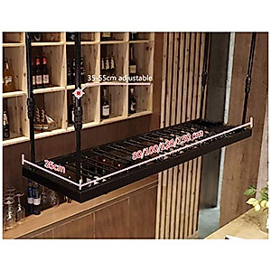 Ceiling Stylish Simplicity Industrial Retro Wine Glass Stylish Simplicity Rack Iron Metal Creative Display Inverted High Glass Rack Bar Restaurant Kitchen Floating Wine Rack Wine Glass Holder (Black