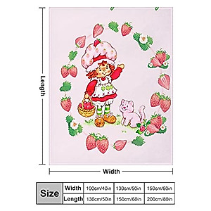 Strawberry Shortcake Fleece Blanket Ultra-Soft Cozy Plush Blanket Throw Blankets Couch Chair,Living Room,Air Conditioning Cool Blankets 60"x80"