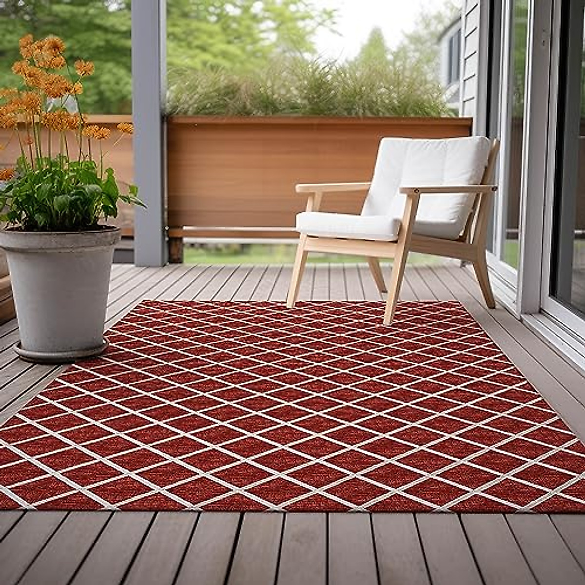 Dalyn Rugs Indoor/Outdoor York YO1 Red Washable 8' x 10'