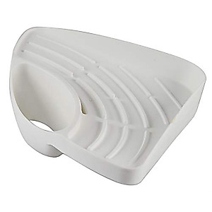 HOME-X Sponge Holder Kitchen Decor, Triangle Sink Corner Shelf - Storage Rack Suction Cup Holder Organizer for Dish Cloth Sponge Soap Cleaning Brush (White)