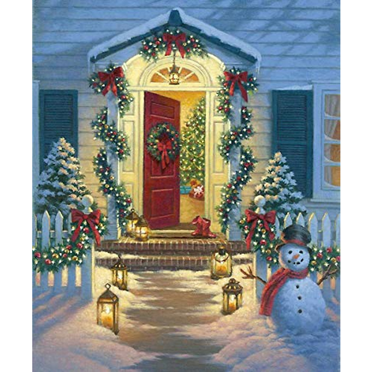 Quality Fabric 36 X 44" Panel Snowman Snowmen Christmas Tree Cotton Fabric