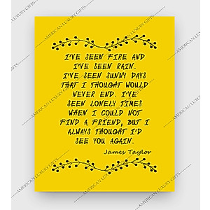 Fire And Rain - James Taylor Music Decor Wall Art, This Wall Decor Music Poster Print is a Great Vintage Decor For Music Room, Office Decor, Modern Home Decor, And Man Cave Room Decor, Unframed - 8x10