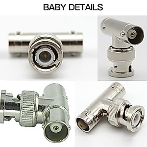 VFLTOOL 14 Pcs BNC Male to Double Female Adapter, T-Shaped Splitter for Coaxial Cable Extension, Nickel Plated Brass