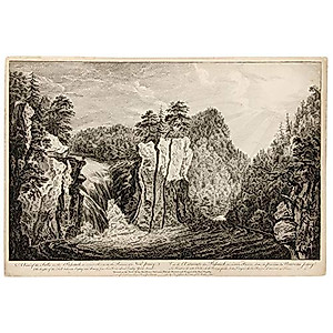 A View of the Falls on the Passaick, or second River, on the Province of New Jersey, The height of the Fall between Eighty and Ninety feet, the River about Eighty Yards broad. Vue de la Cataracte du Passaick, ou second Riviere, dans la province du Nouveau