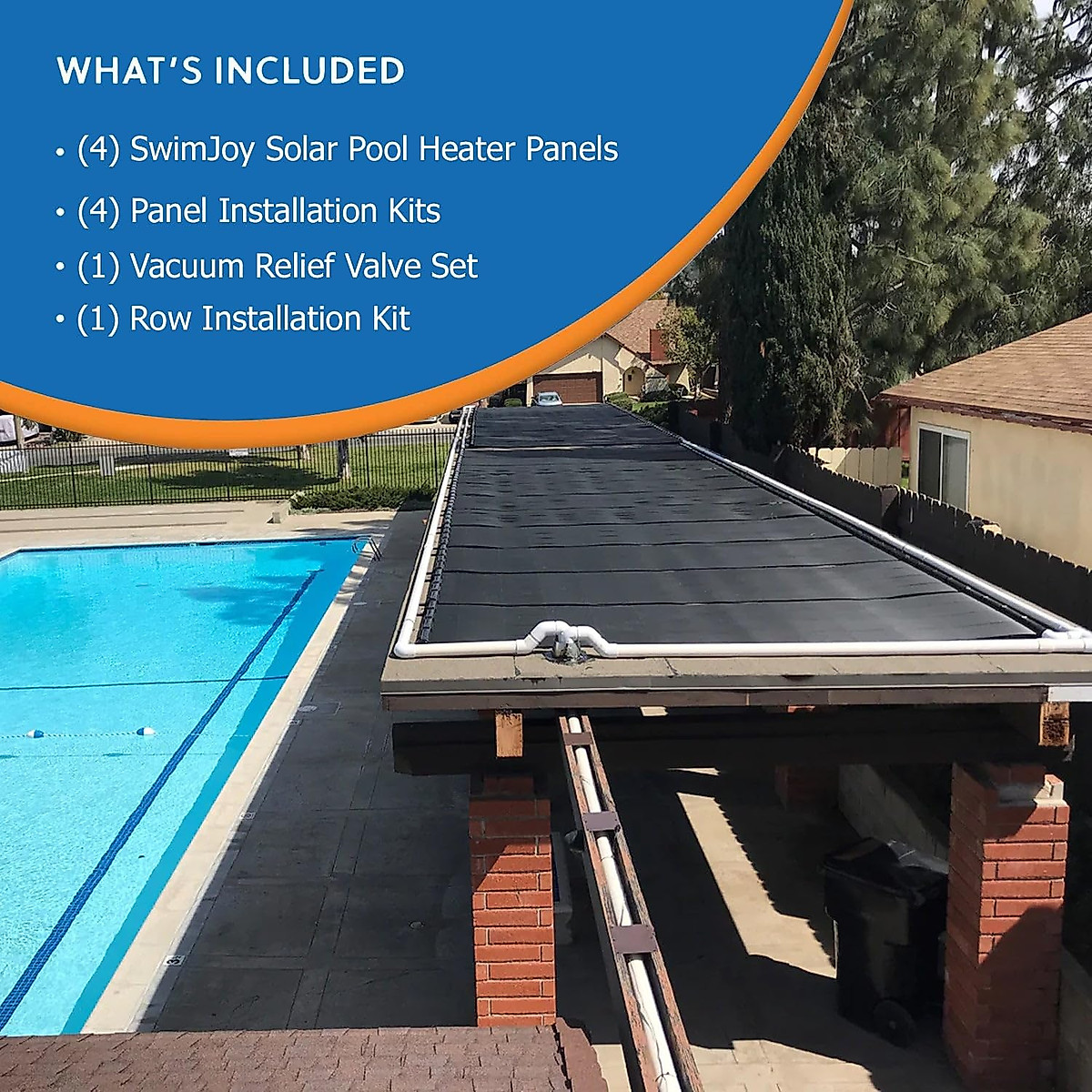 SolarPoolSupply Industrial Grade Solar Pool Heater DIY Kit - Superior High-Wind Strapless Mounting System & Maximum Freeze Resistance (4-4'x9.5' / 152 Square Feet)