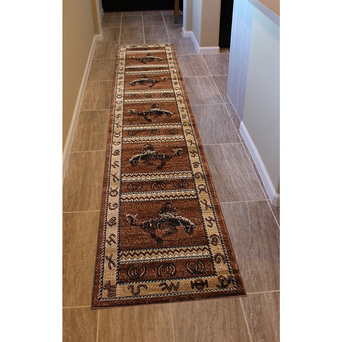 Western Area Rug Design 370 Lodge Brown (2 Feet 4 Inch X 10 Feet 9 Inch) Runner