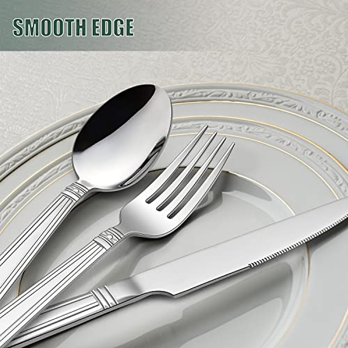 HaWare 60-Piece Heavy Duty Silverware Set, Stainless Steel Flatware Cutlery Set for 12, Fancy Tableware Eating Utensils for Home, Hotel, Restaurant, Include Dinner Knives Forks Spoons, Dishwasher Safe