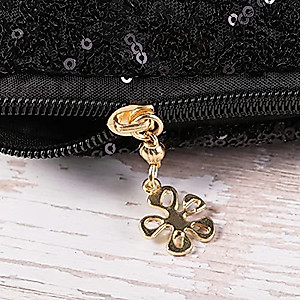 GALPADA Purses Small Purse Wristlet Glitter Sequin Crossbody Bag Handbag Sparkly Evening Clutch Shoulder Bag Wrist Bag gift for Women (Black) Small Purse Wristlet Womens Wallet