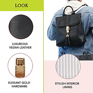 Miztique The Diana Backpack Purse for Women, Flap Over Tote Bag, Soft Vegan Leather - Black