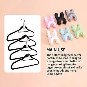 60 pcs Clothes Hanger Connector Hooks,Multi-Level Cascading Hanger Hooks,Heavy Duty Plastic Hanger Extender Clips,for Bedroom Save Space Closet Organizers(6 Color)