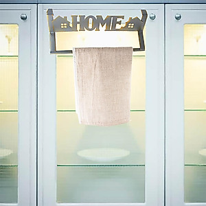 Cabinet Door Towel Holder, Over Cabinet Towel Bar, Kitchen Over Cupboard Door Towel Holder, Stainless Steel Dish Towel Holder for Cabinet Door, Matte Black (Light Blue)