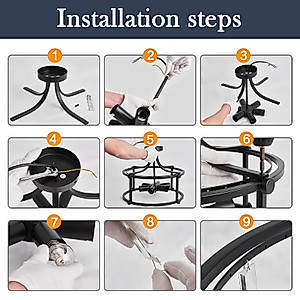 YYJLX 6-Light Black Semi Flush Mount Crystal Chandelier Metal Modern Ceiling Light Fixture Lighting for Living Room Dining Room Kitchen Bedroom Foyer Hallway