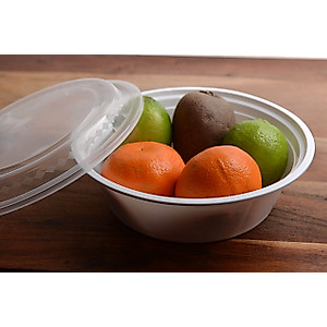 EcoQuality Meal Prep Containers [10 Pack] White Round Bowls with Lids, Food Storage Bento Box, Microwavable,Premium,Stir Fry | Lunch Boxes | BPA Free | Freezer/Dishwasher Safe | Disposable (16 oz)