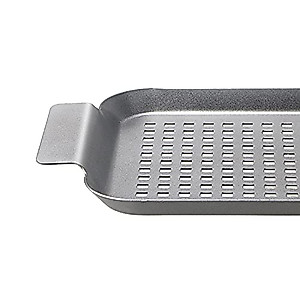 Grill Basket Set of 2 - Nonstick Grilling Tray Durable Grill Pans with Holes for Outdoor Grill Small and Big Topper Baskets BBQ accessories for Vegetable, Fish, Meat, Seafood 11"x7" & 14"x10"