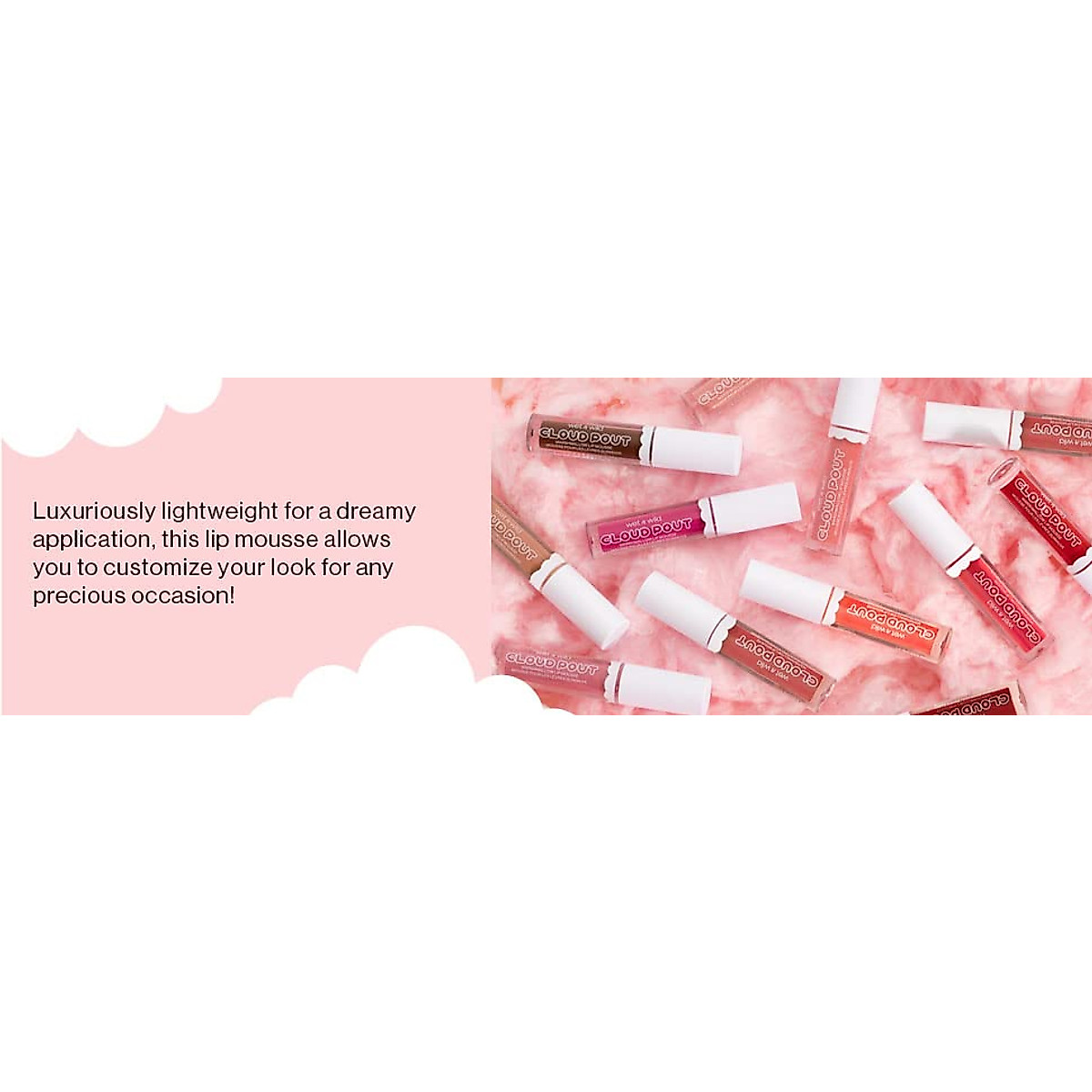 wet n wild Liquid Lipstick Cloud Pout Marshmallow, Light Pink Pour Some Suga On Me | Matte Lip Cream Mousse | Argan Oil | Vitamin E