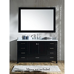 ARIEL Cambridge A061SCWRVOESP 61" Inch Single Rectangular Sink Solid Wood Espresso Bathroom Vanity Cabinet with 1.5" Inch Edge White Carrara Marble Countertop