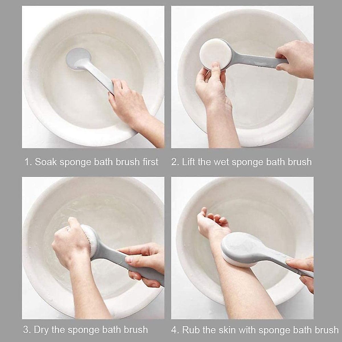 WAGA Bath Brush Body Exfoliating Scrubber Long Handle Body Back Massage Shower Foam Bath Body Brush Cleansing Accessories