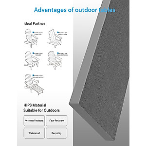 MXIMU Outside Adirondack Square Side Table, Weather Resistant Patio Table, Outdoor End Tables for Backyard, Pool, Indoor Companion, Front Porch
