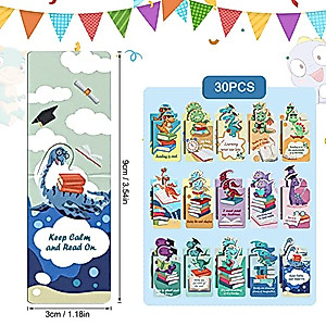 MWOOT 30Pcs Dinosaur Magnetic Bookmarks for Kids, Cute Magnet Page Markers Kit for Book Lover, Creative Magnetic Page Clips Bookmark Supplies for Students School Reading Lovers(15 Styles,4.5x3CM)